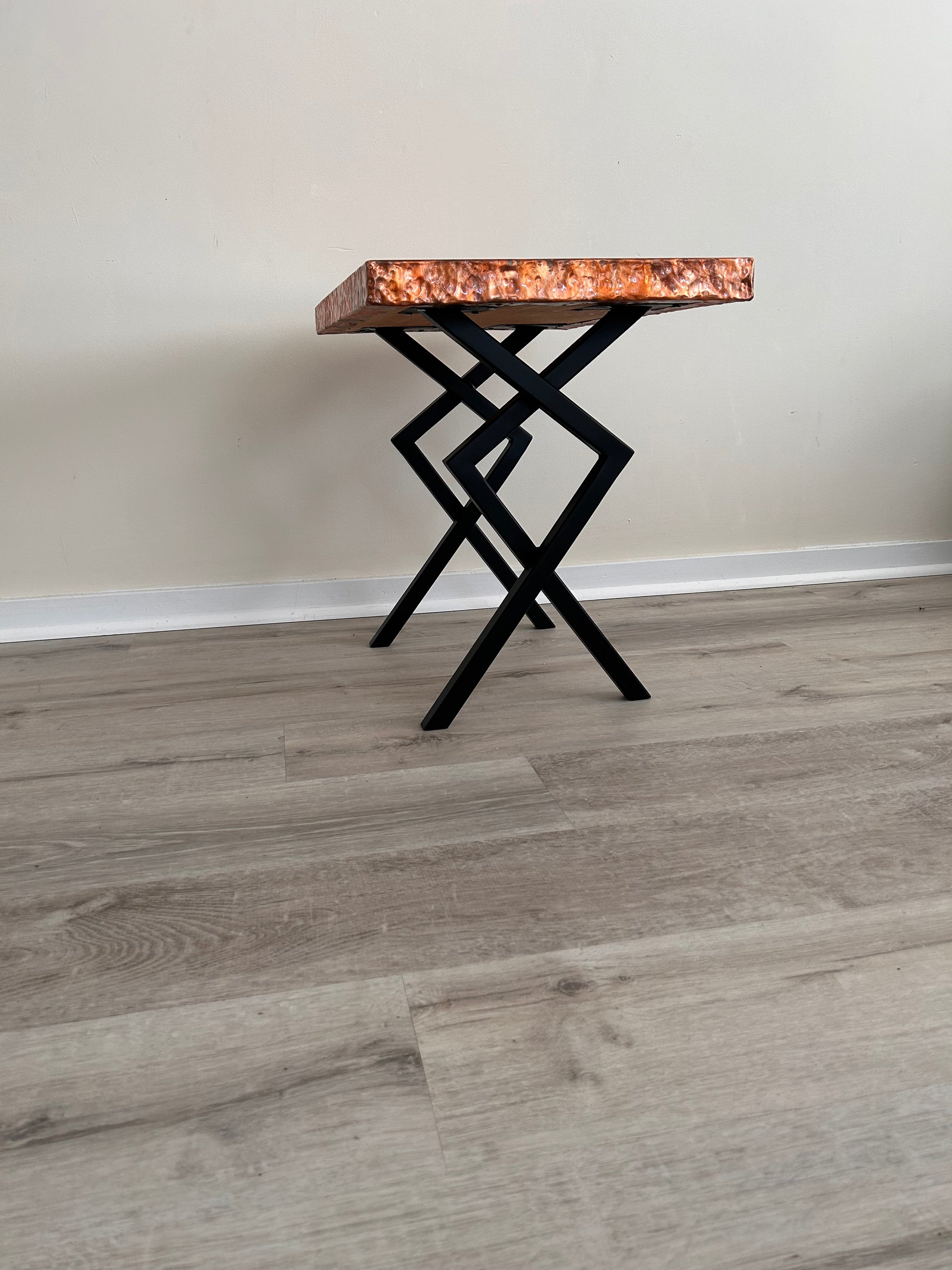 Hammered Copper Accent Table – Torched Hawaii