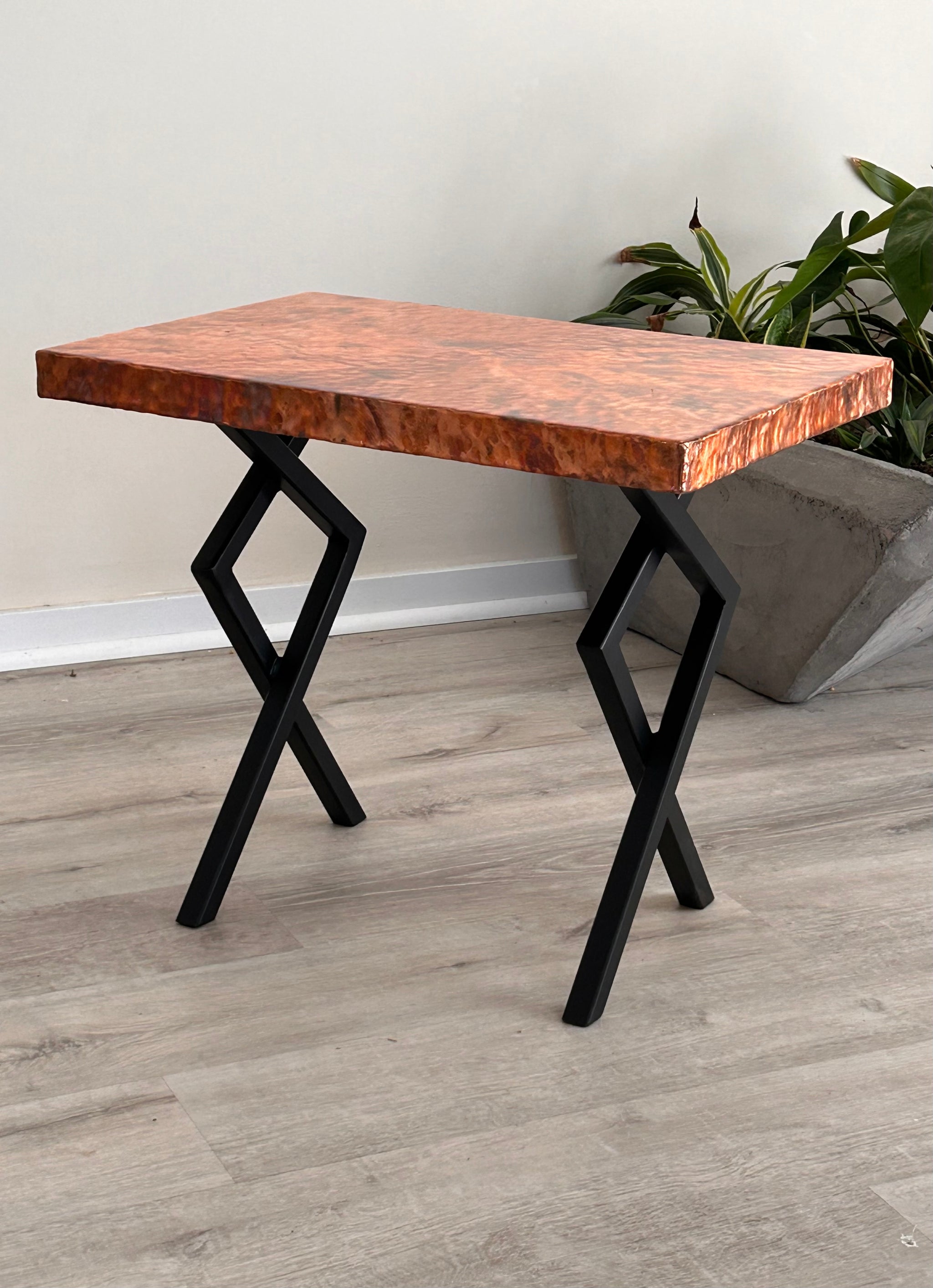 Hammered Copper Accent Table – Torched Hawaii