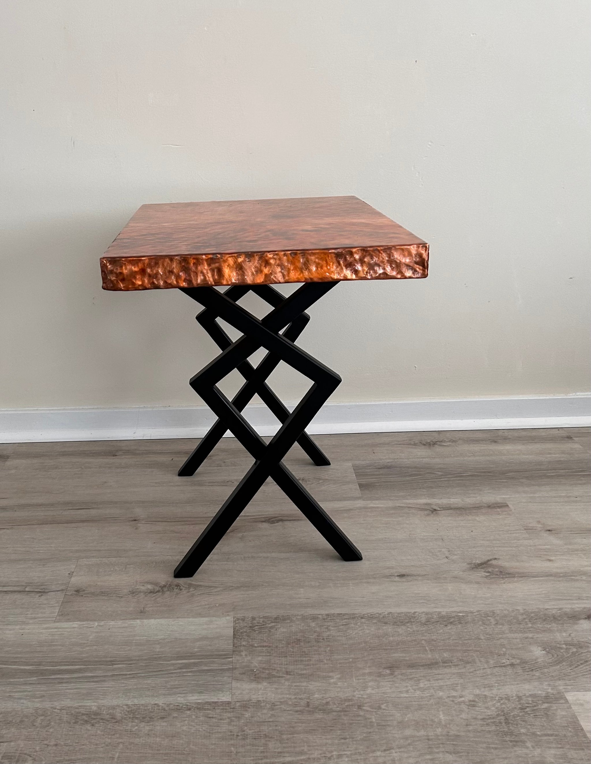 Hammered Copper Accent Table – Torched Hawaii