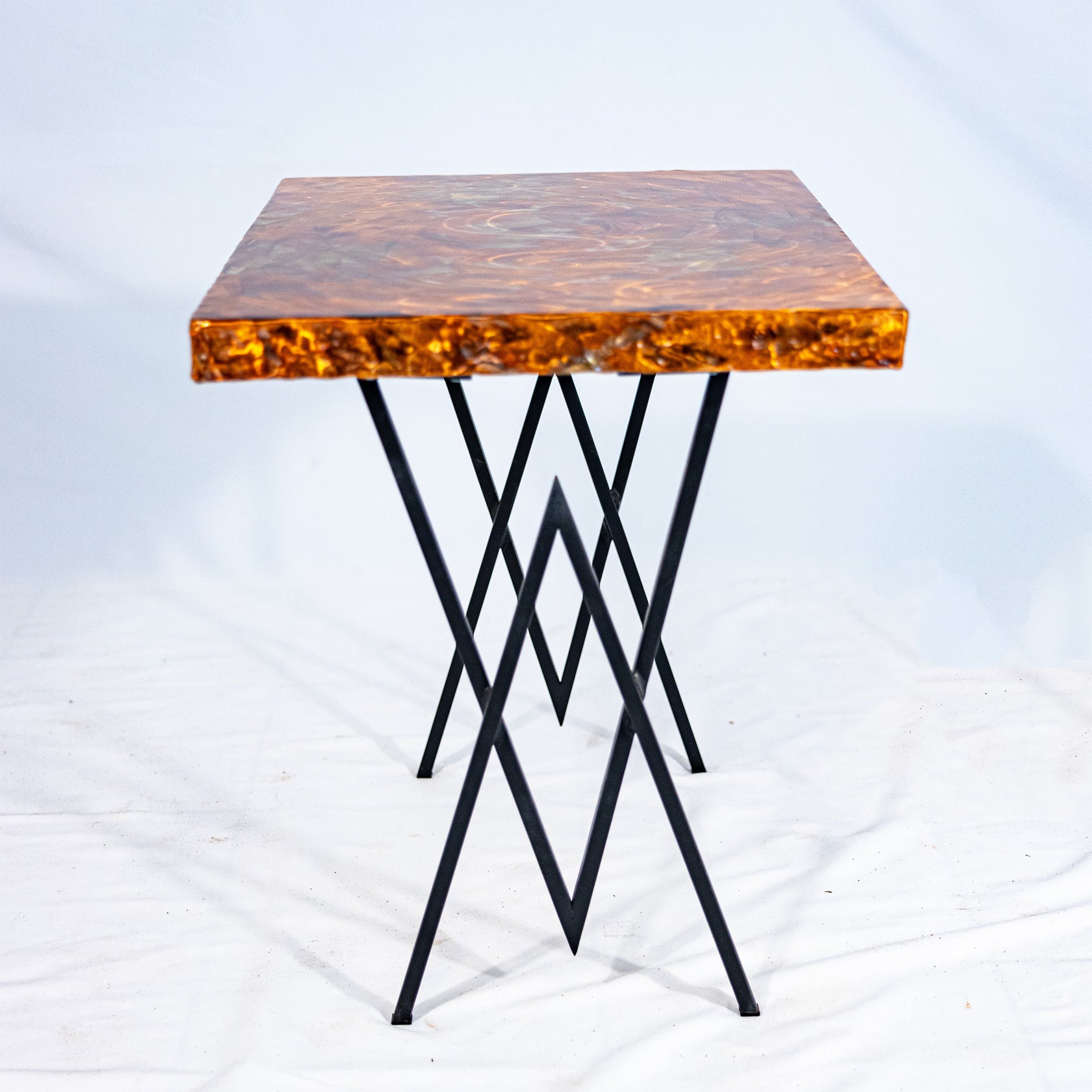 Copper Bedside Table Abstract Metal Art – Torched Hawaii